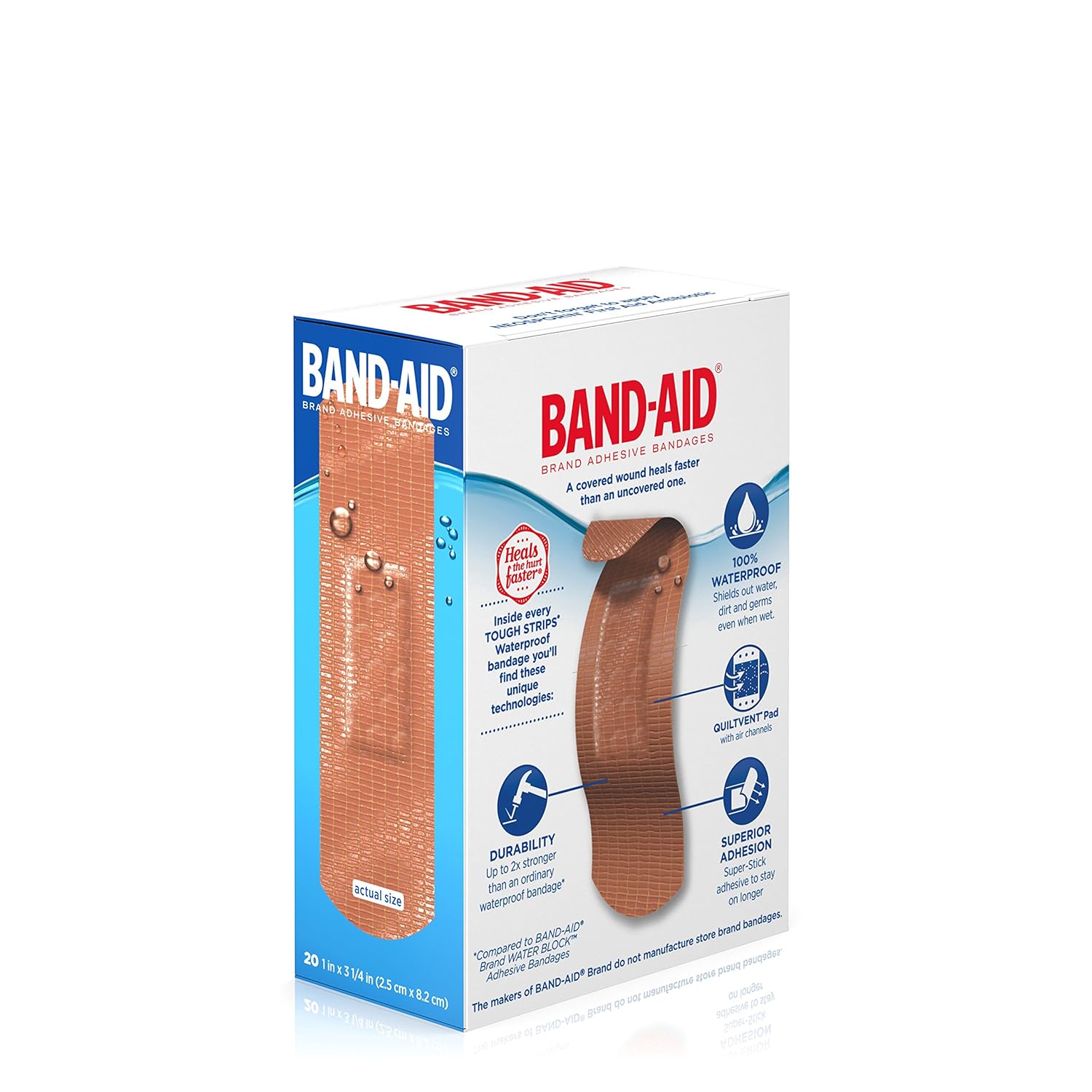 BAND-AID Waterproof Tough-Strips Bandages 20 ea (Pack of 2) – BigaMart
