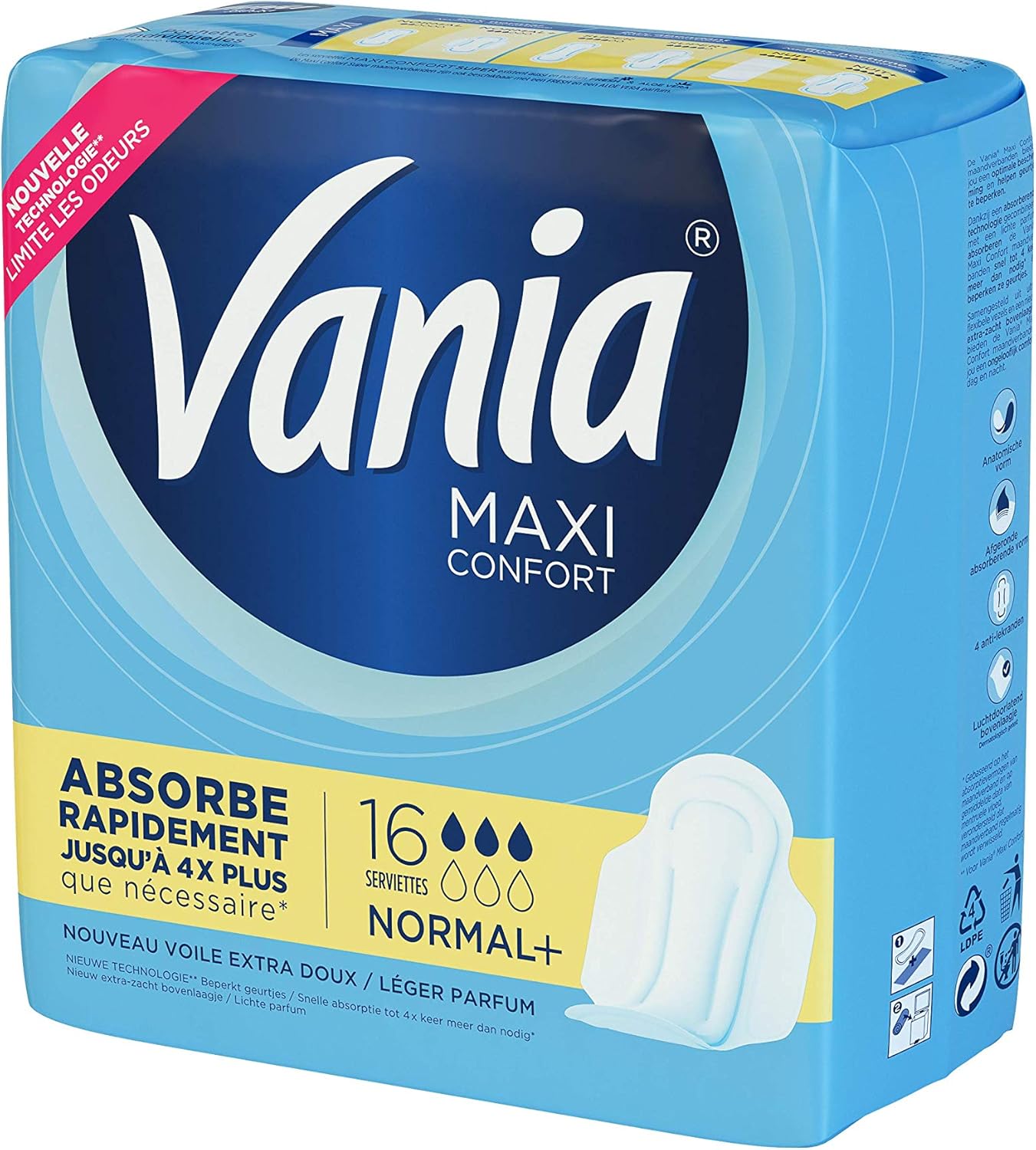 Vania Maxi Confort Normal Plus – Sanitary Towels – 2 Packs of 16 Each ...