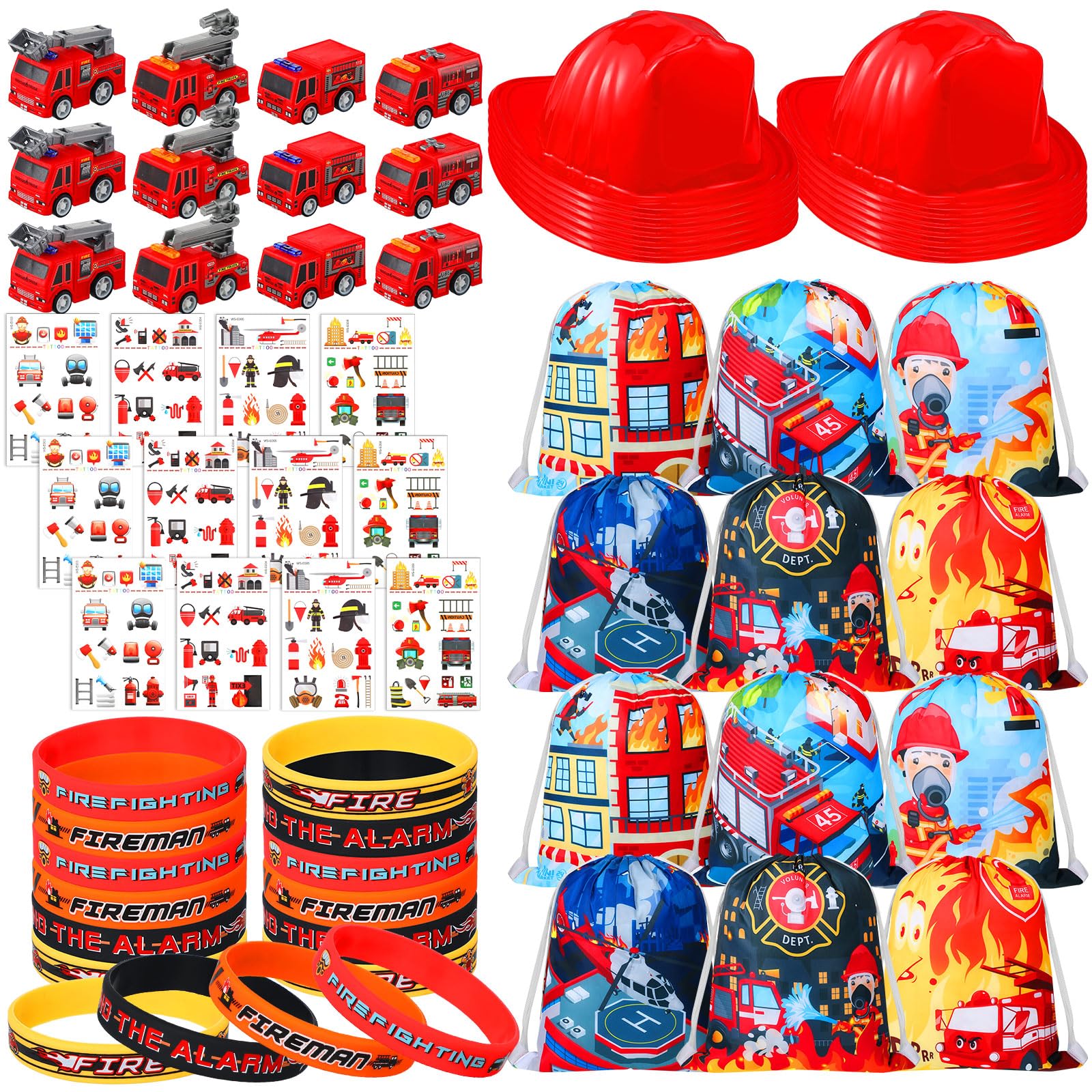 Leitee 60Pcs Firefighter Party Favors Fire Truck Birthday Party ...