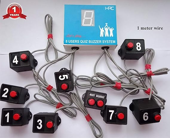 Buy Quiz Buzzer System 8 User with 1 Meter(3 Foot) Long Wire Online at ...