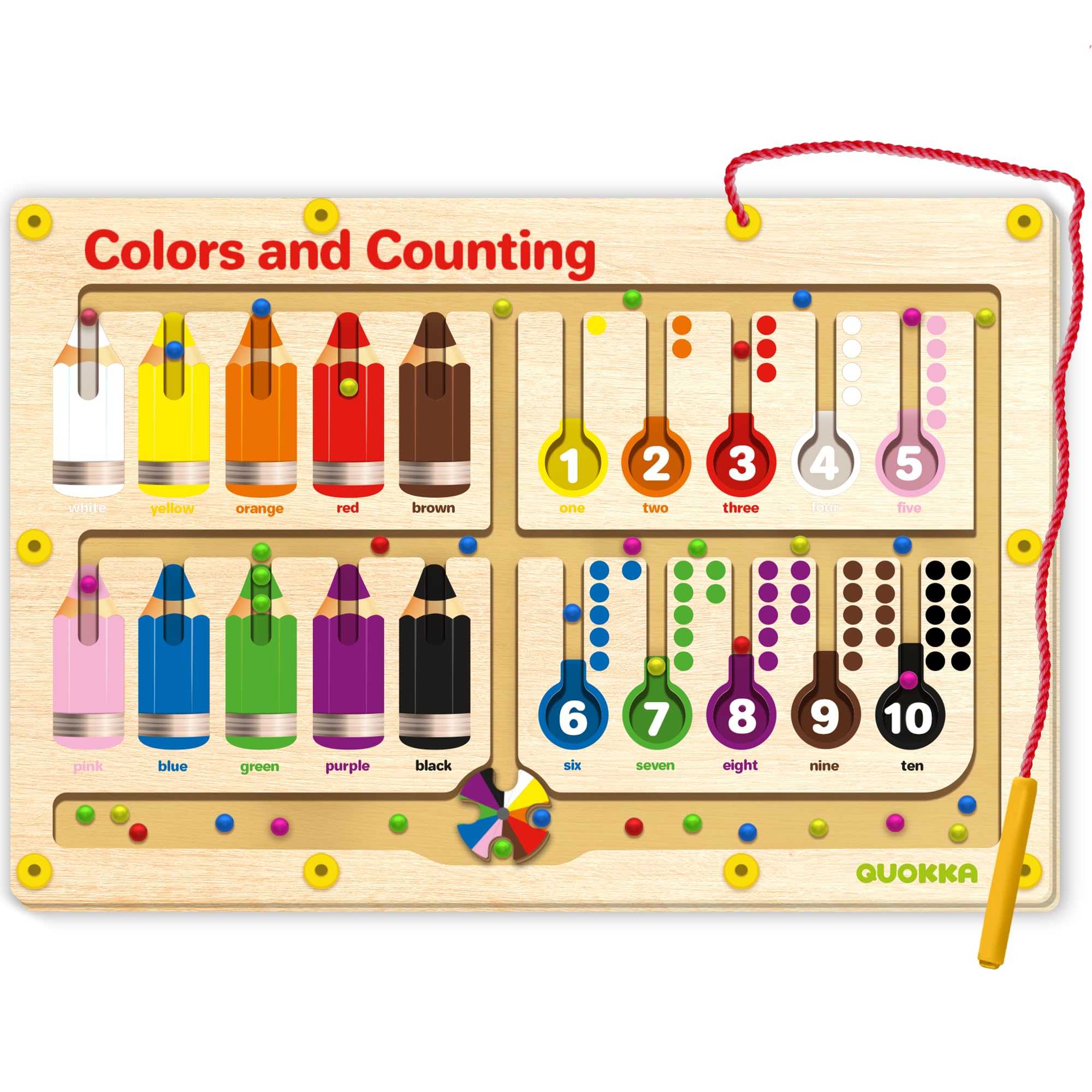 QUOKKA Magnetic Color and Number Maze Toy - Sorting & Counting Matching ...