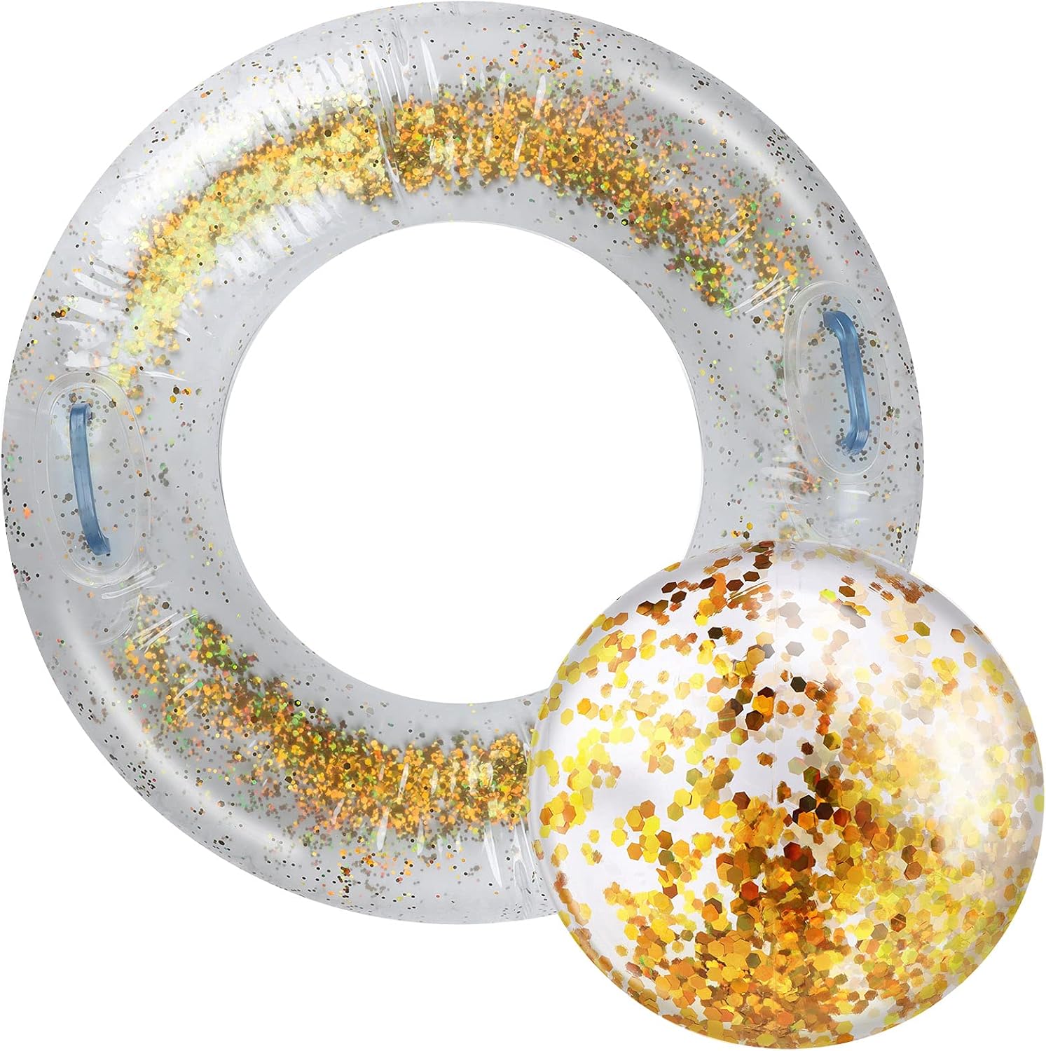 TIANTIAN Glitter Swimming Ring Glitter Beach Ball with Pump Inflatable ...
