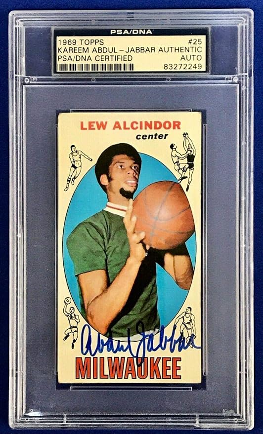 Amazon.com: Kareem Abdul Jabbar Signed 1969 Topps Rookie Card #25 Lew ...