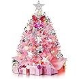 Amazon.com: 2FT Pink Christmas Tree, Mini Tabletop Christmas Tree with 60 LED Lights, Small ...