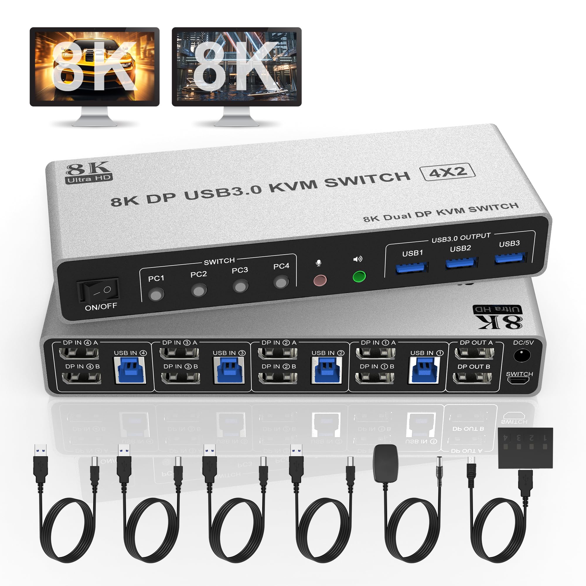 Mua 8K@60Hz DisplayPort USB 3.0 Dual Monitor KVM Switcher 8K@60Hz 4K ...