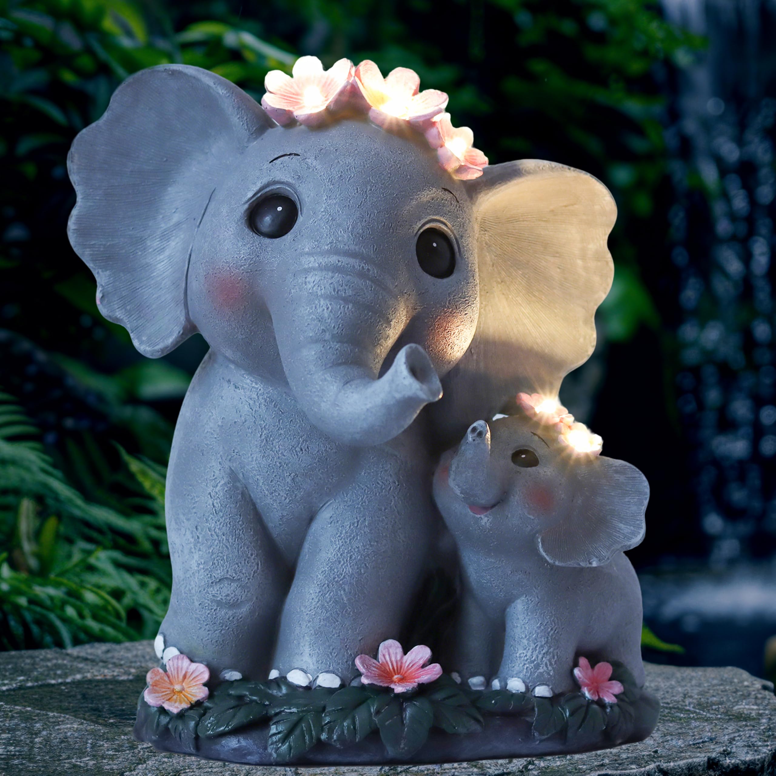 XENTUMI Garden Decor Solar Garden Statues Mom Birthday Gifts Elephant ...