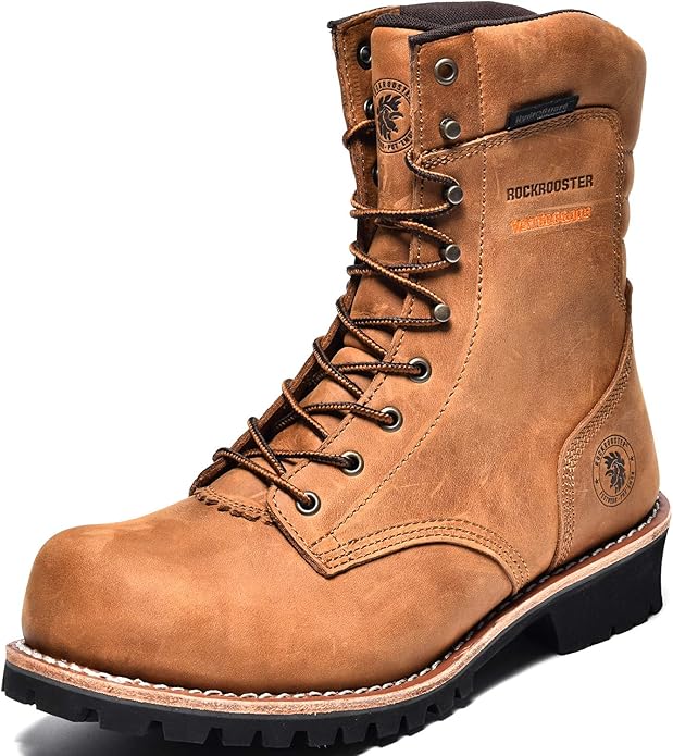 Amazon.com | ROCKROOSTER Work Boots for Men, 9'' Waterproof Logger ...