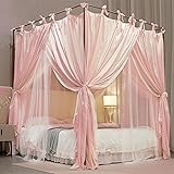Amazon.com: AIOOO 4 Corners Post Princess Curtain Bed Canopy Double ...