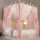 Amazon.com: AIOOO 4 Corners Post Princess Curtain Bed Canopy Double ...