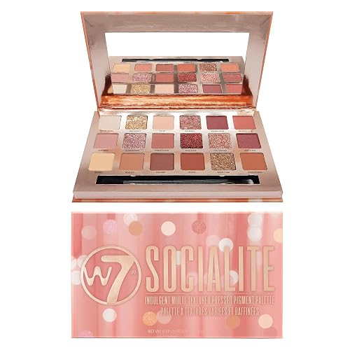 W7 Socialite Pressed Pigment Palette - 18 Pink Nude Colors - Flawless ...