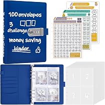 PU Leather Budget Book Cash Envelope Budget Binder - 50-Piece A6 Money ...