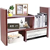 Amazon.com : Adjustable Natural Wood Desktop Bookshelf Bamboo Desk ...