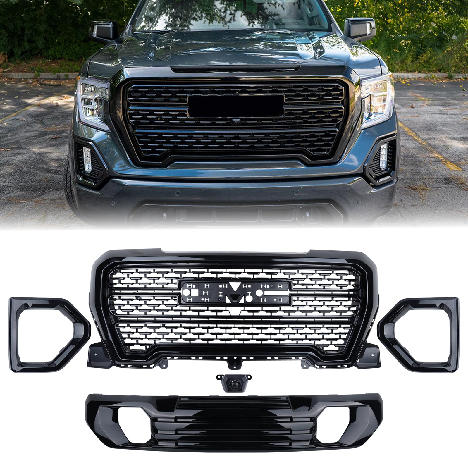KAMDKI Grille Set 5pcs Compatible with 2019-2022 GMC Sierra 1500 Denali ...