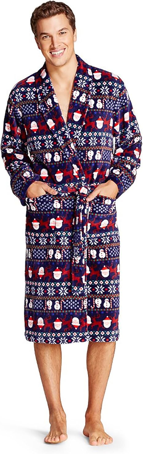 INTIMO Men's Ugly Sweater Santa Stripe Robe Navy at Amazon Men’s ...