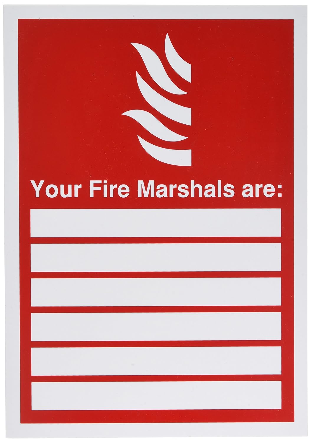 SIGNSLAB SR11172 FR09850R Safety Sign “Your Fire Marshals”, A4, PVC ...