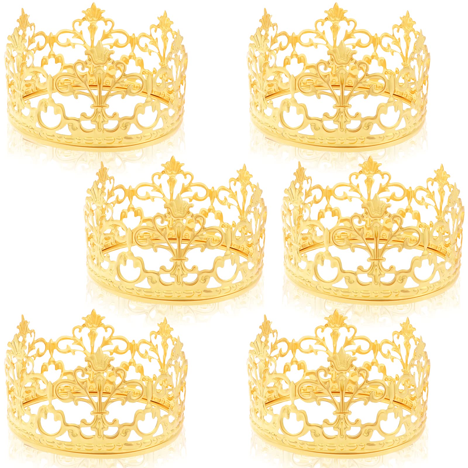 6 Pcs Gold Crown Cake Topper Prince Princess Tiara Cupcake Toppers Mini ...