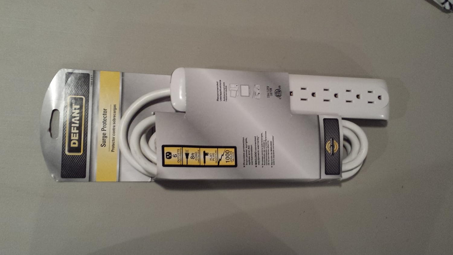 Amazon.com: Defiant 6-Outlet Surge 8 ft. Cord 45 Degree Angle Flat Plug ...