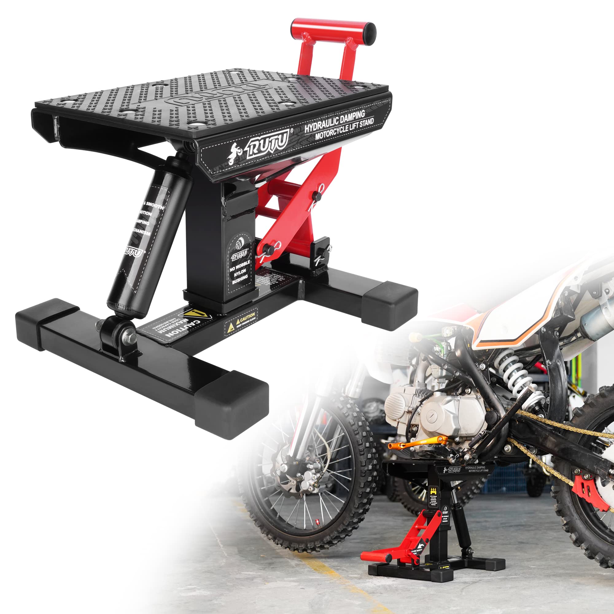 RUTU 9.64 inch Hydraulic Dirt Bike Lift Stand – Steel Repair and ...