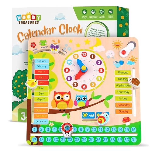 woody treasures - Montessori Wooden Toys Kids Clock - Wooden Toy for 3 ...