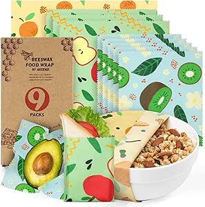 Amazon.com: Reusable Food Wraps w/ Beeswax Assorted 9 Packs - Eco-Friendly Reusable Wrap ...