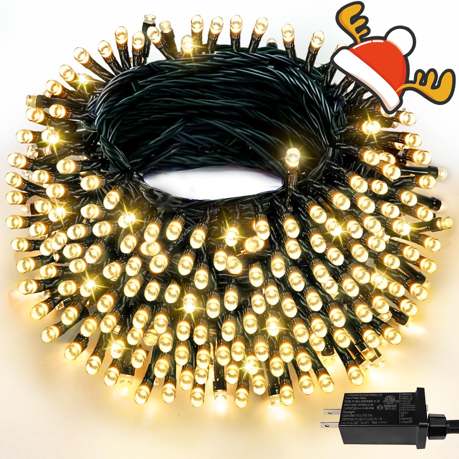 Extra-Long 95FT 240LED Christmas Lights Outdoor/Indoor,Timer & Memory ...
