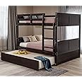 Amazon.com: Merax Full Over Full Bunk Bed with Trundle,Wooden Trundle Bed Frame with Ladder ...
