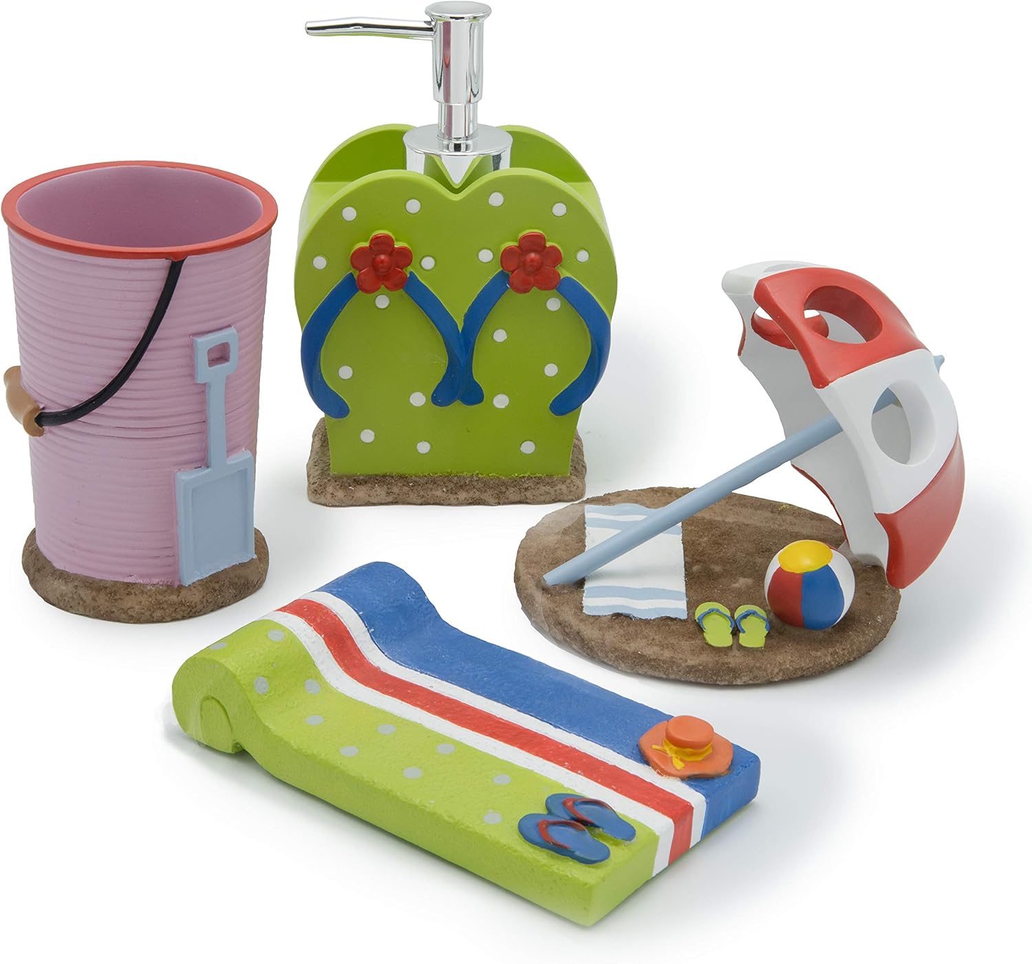 Amazon.com: Smilewares Fun Beach Theme Bath Accessories Set (4-Piece ...
