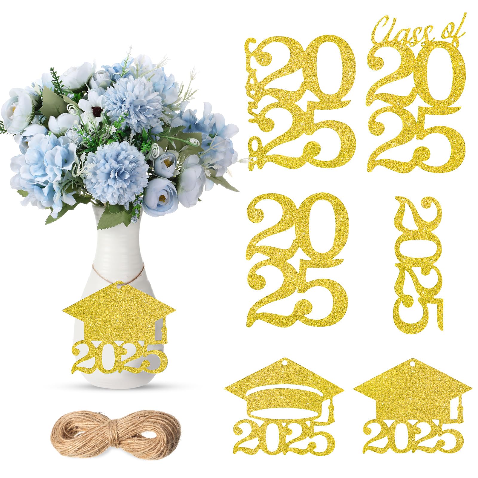 Jutom 48 Pcs Glitter 2025 Cutouts Tags Graduation Decoration Class of ...