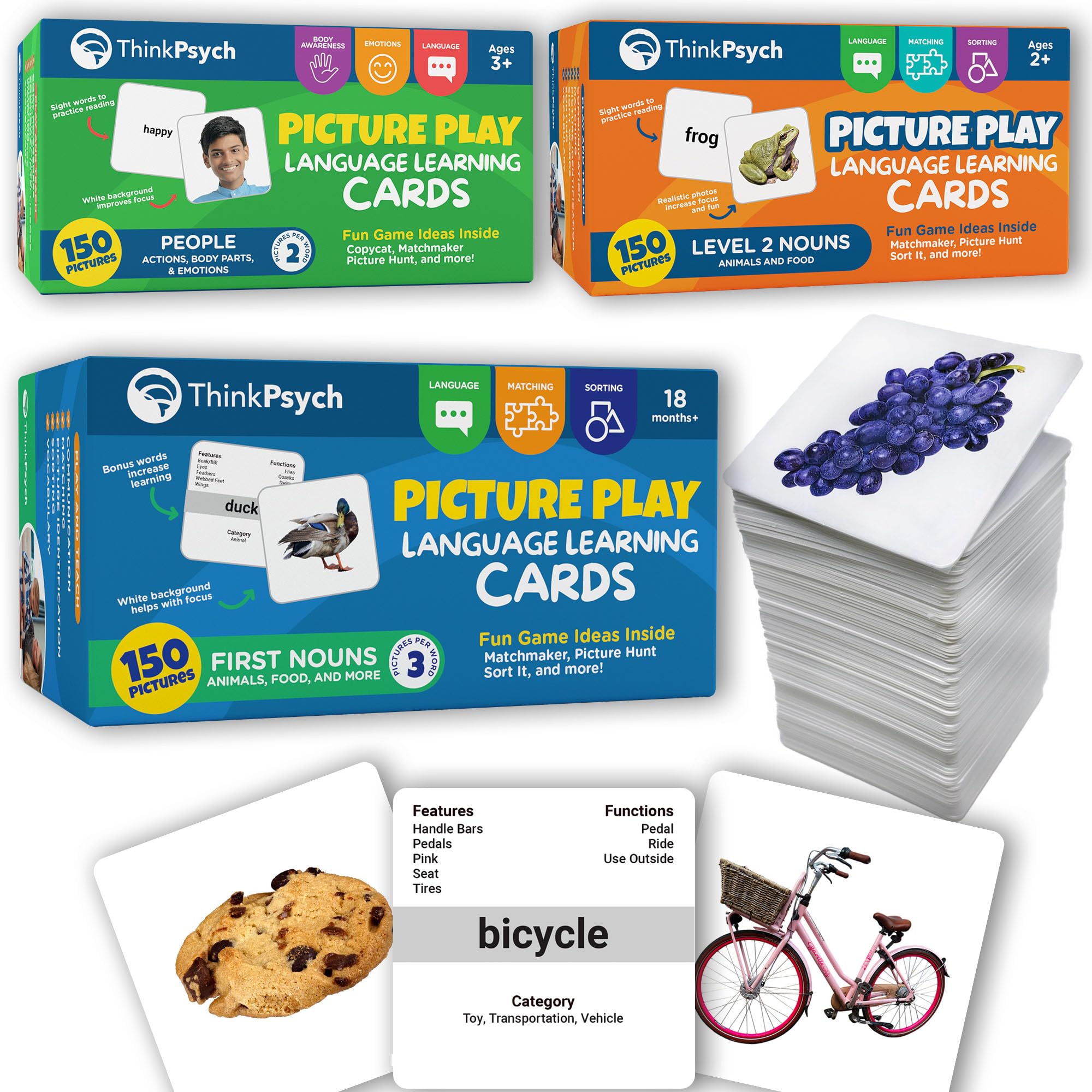 ThinkPsych 450 Thick Picture Cards for Autism Speech Therapy Materials ...