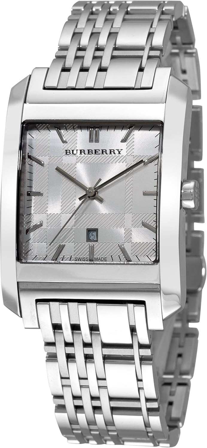 Burberry BU1567 Reloj de pulsera cuadrado con esfera plateada para ...