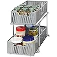 SIMPLE HOUSEWARE 2-Tier Silver Sliding Cabinet Organizer Drawer