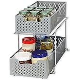 Amazon.com: Simple Houseware Stackable 2 Tier Sliding Basket Organizer ...