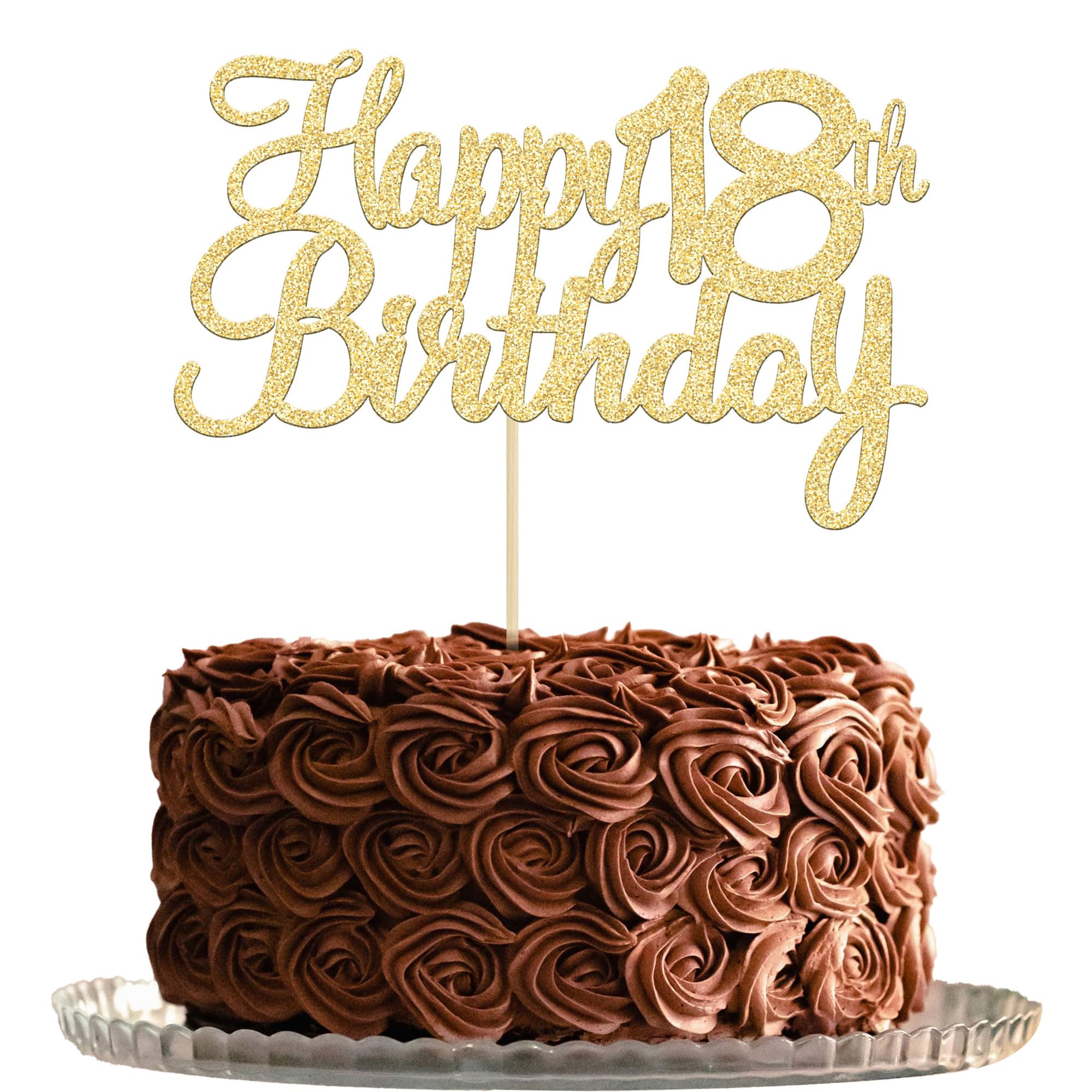 Gyufise Gold Happy 18th Birthday Cake Topper 18 Birthday Cake ...