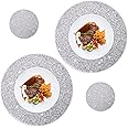 Amazon.com: Silver Placemats Set of 2 Sparkle Crushed Rhinestones Round ...