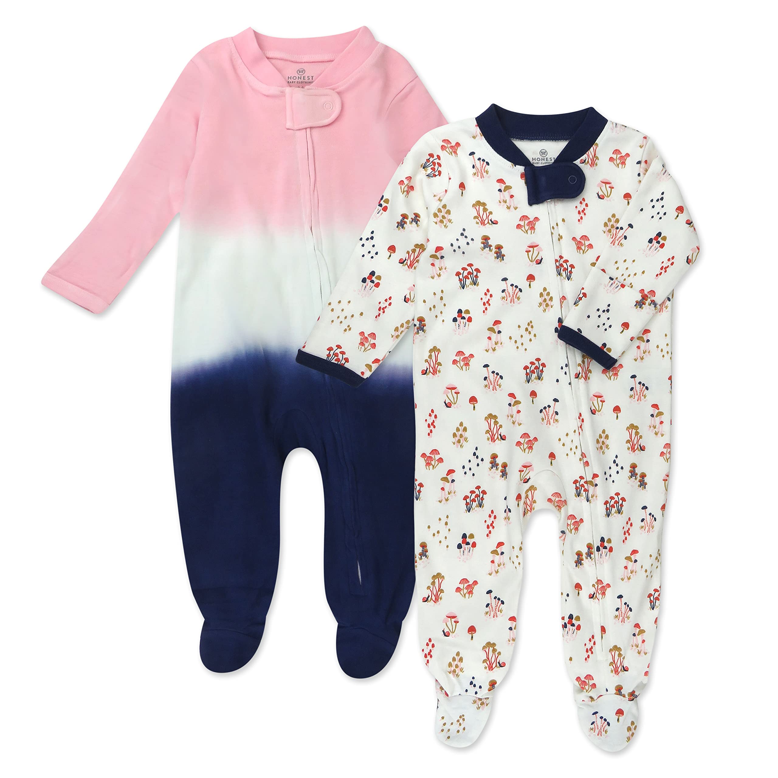 HonestBaby 2-Pack Sleep and Play Footed Pajamas One-Piece Sleeper Jumpsuit Zip Pjs Organic ...
