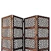 Benjara Decorative Four Panel Mango Wood Hinged Room Divider with ...