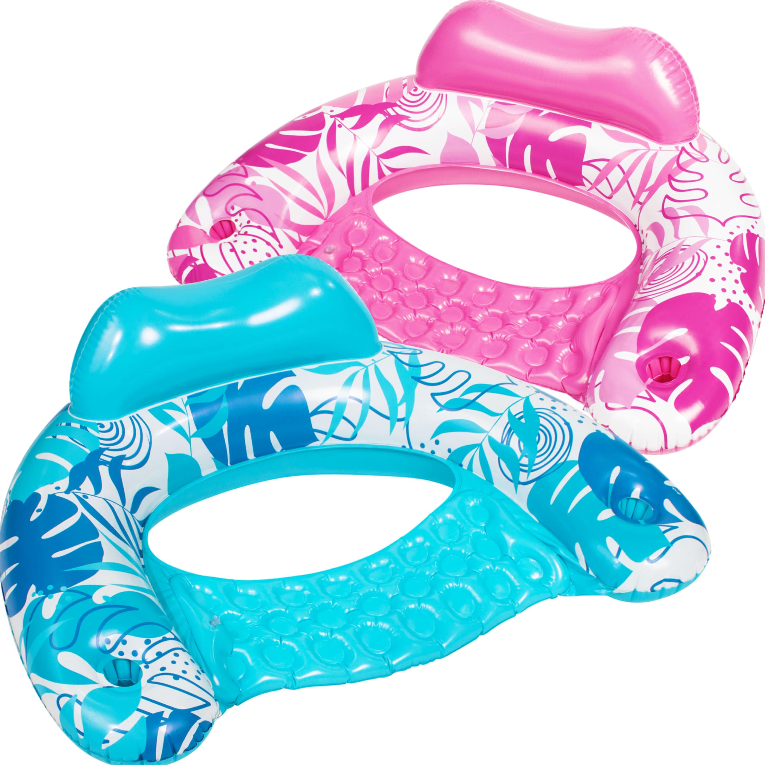 SLOOSH Inflatable Pool Floats Adult, 2 Pack Pool Chairs with Cup ...