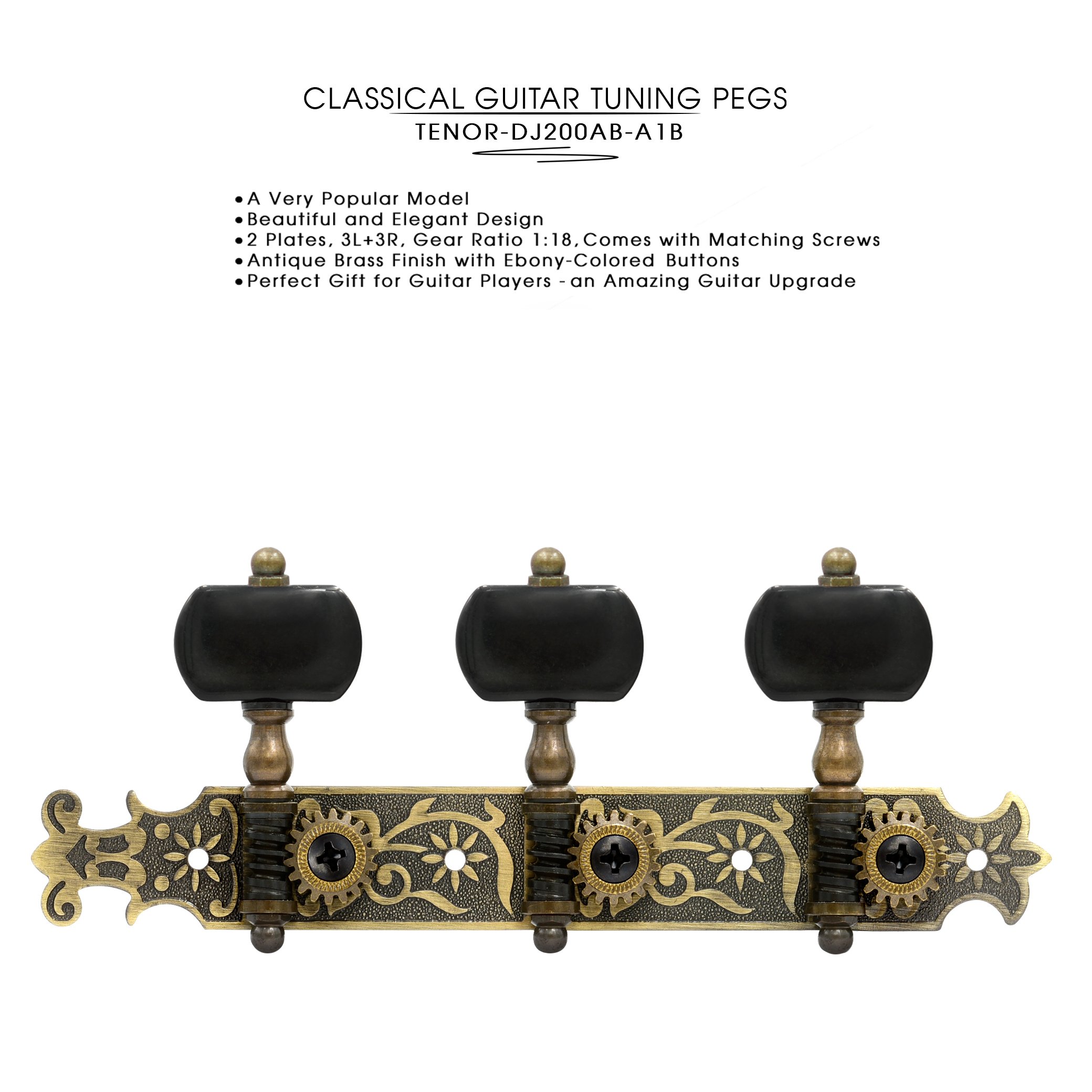 DJ200AB-A1B TENOR Classical Guitar Tuners Professional Tuning Key Pegs ...