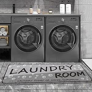 Grey Laundry Mat Vintage Laundry Room Runner Rug Laundry Floor Mat ...