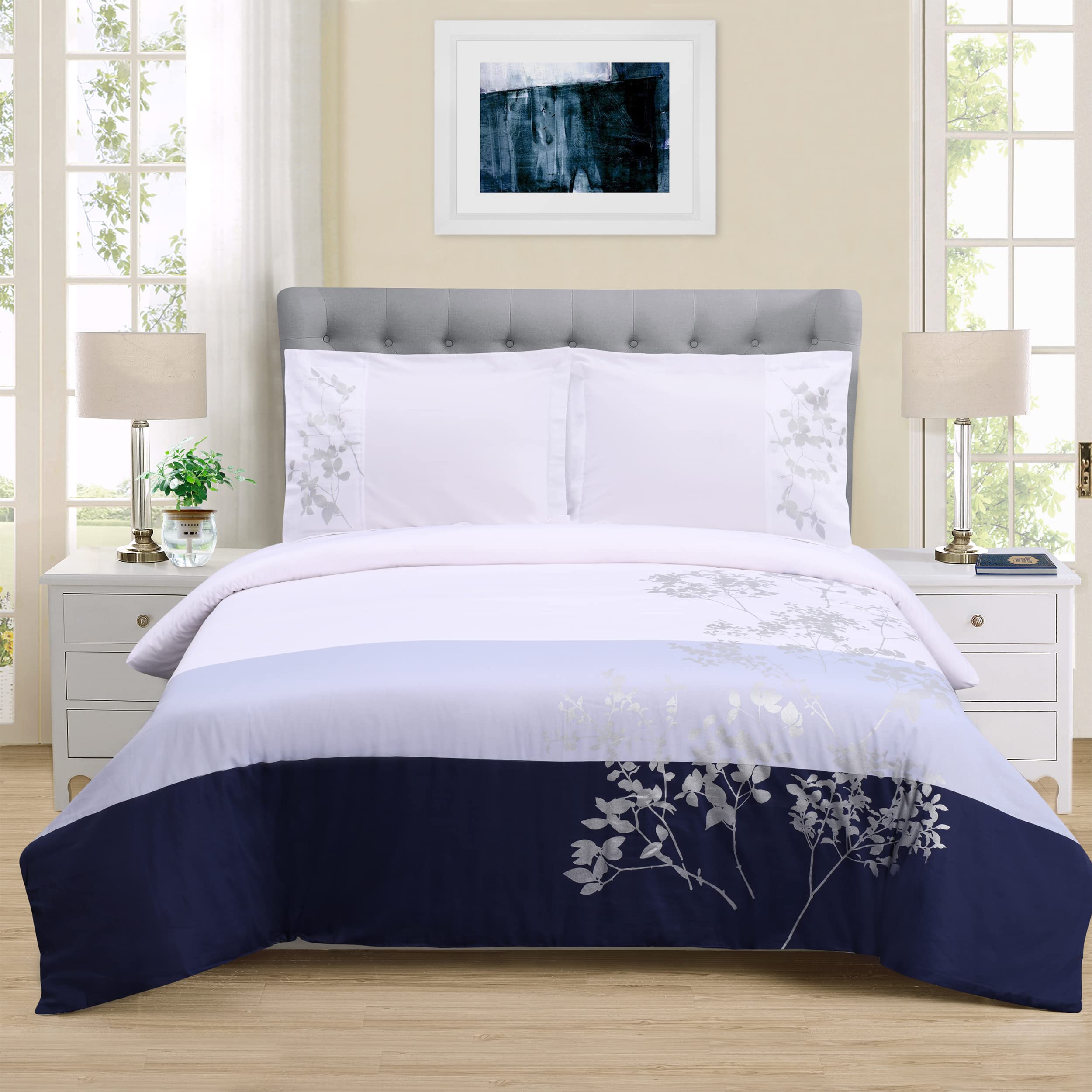Superior 100% Cotton Duvet Cover Set, Soft 3-Piece Duvet Set, Includes ...
