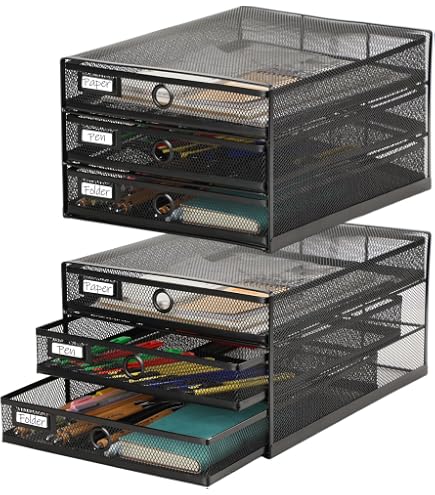 7 Compartment Wire Mesh File Organizer Matte Bk 24402501 - Desk...