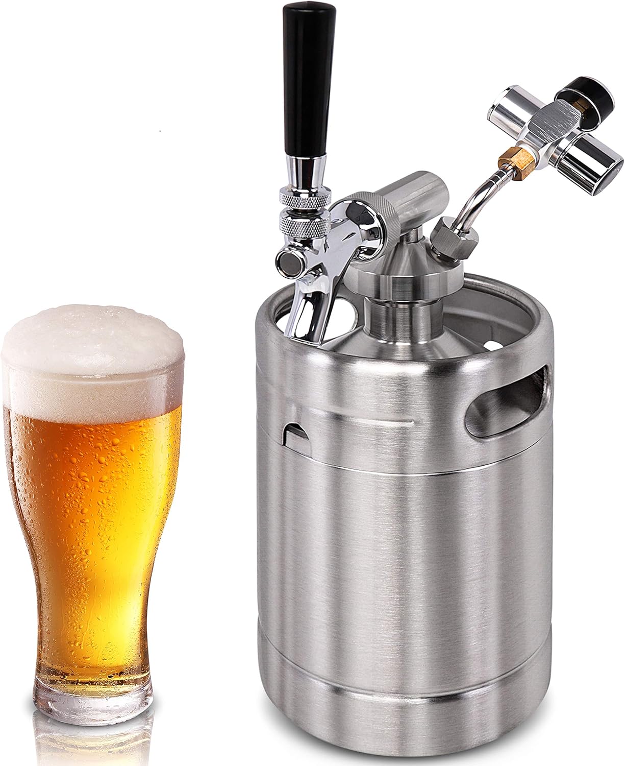 Pressurized Beer Mini Keg System 64oz Stainless Steel Growler Tap Pressurized Beer Mini Keg System 64oz Stainless Steel Growler Tap