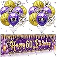 Amazon.com: Purple 60th Birthday Decorations, Purple and Gold Happy ...