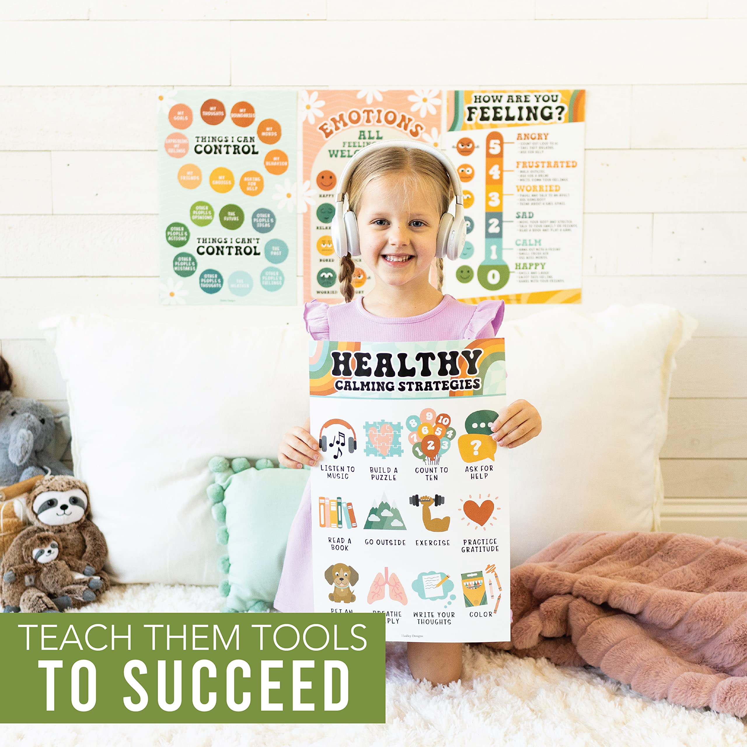 Mua Hadley Designs 4 Retro Feelings Chart For Kids Learning Posters For ...