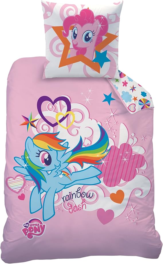 My Little Pony rainbow sky bedding set, cotton, pink, 135 x 200 cm, 2 ...