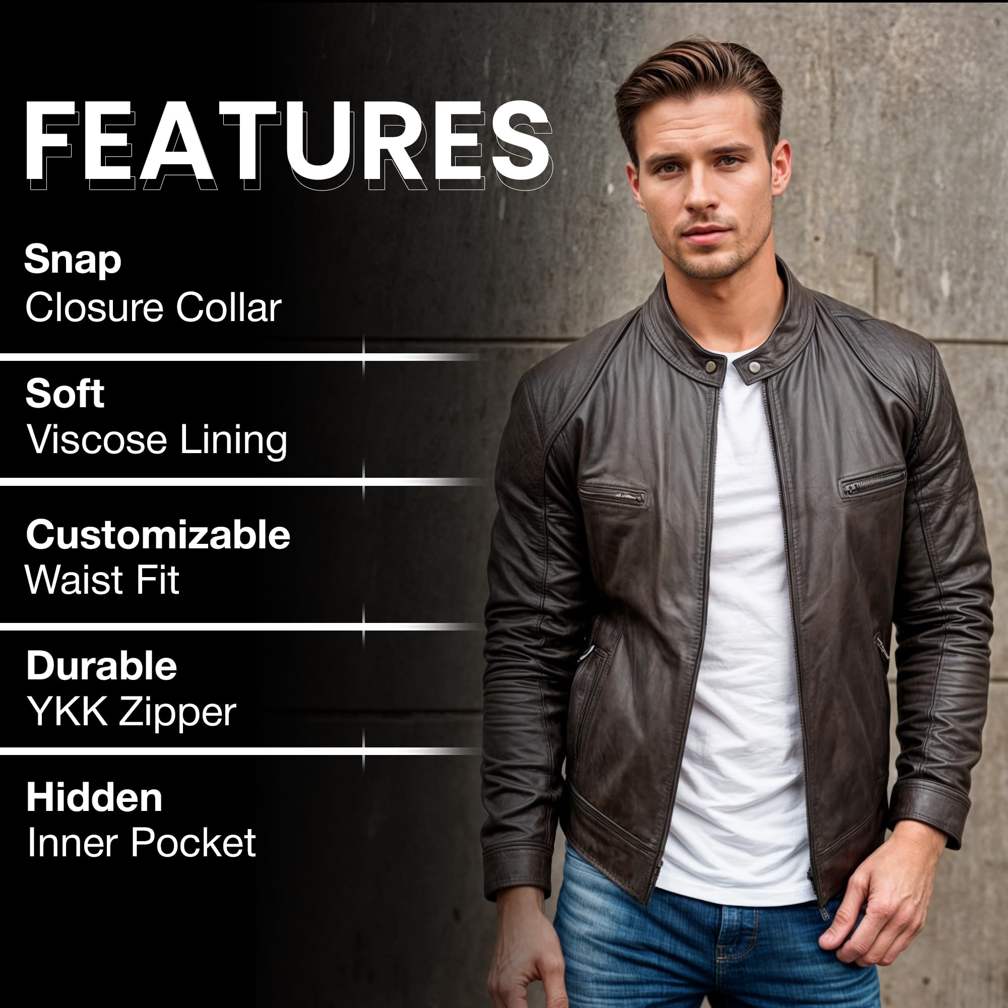 Mua STOREJEES Real Lambskin Leather Jacket Men - Classic Moto Style ...