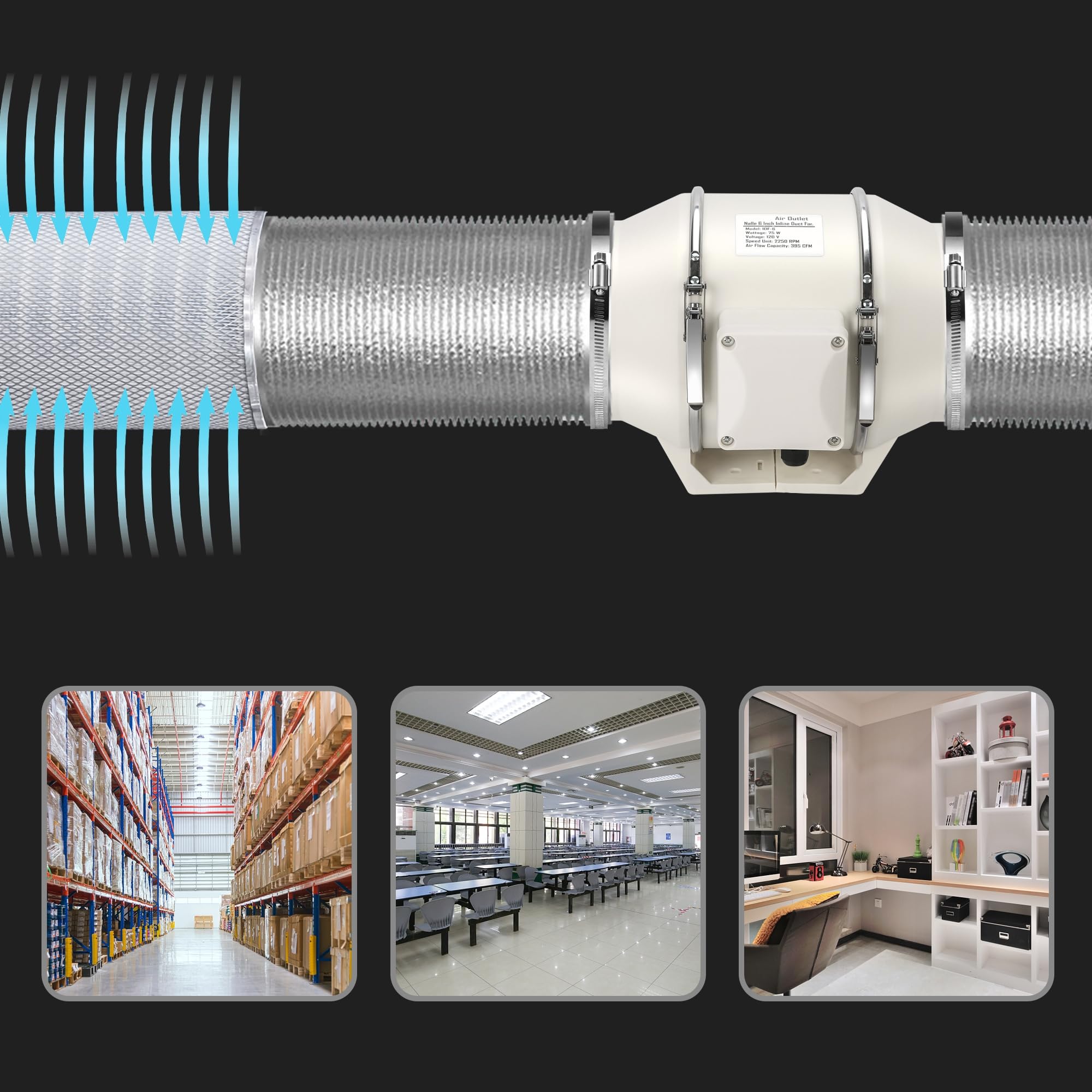 Mua Nalle Inline Duct Fan 50W 280 CFM Ventilation Exhaust Blower Fans 4 ...