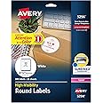 Avery High Visibility 2 1/2 Inch Diameter White Labels 300 Pack (5294 ...