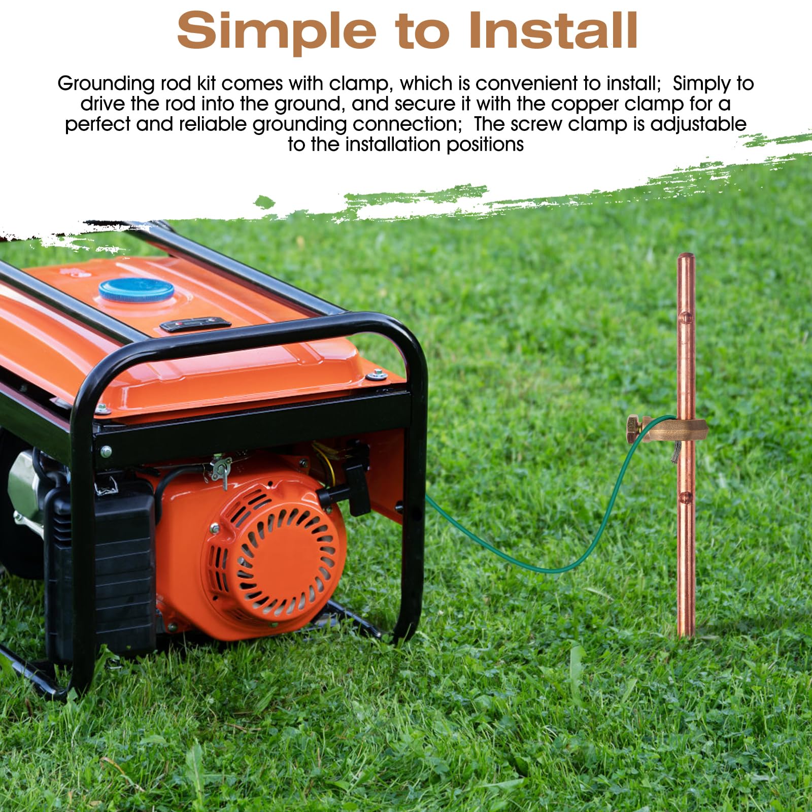 CYANTEKOMS 3 Pack Grounding Rod With Clamp 4 Feet Long Copper ...