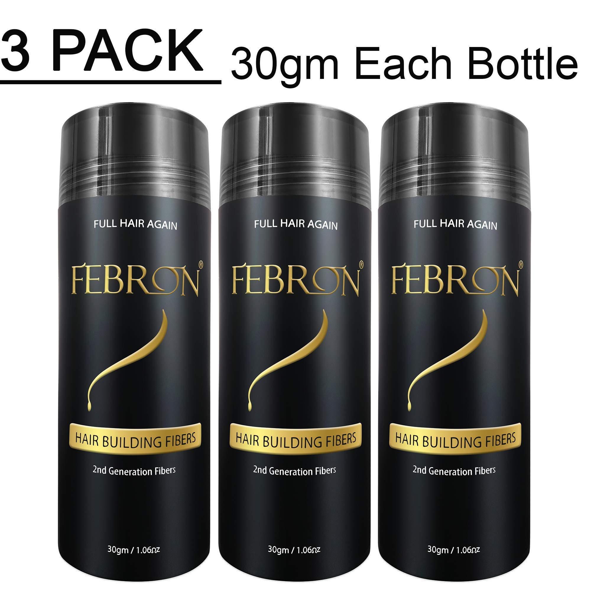 Buy FEBRON Hair Building Fibers PACK of 3 BIG Bottles TOTAL 90gm (3.18 ...